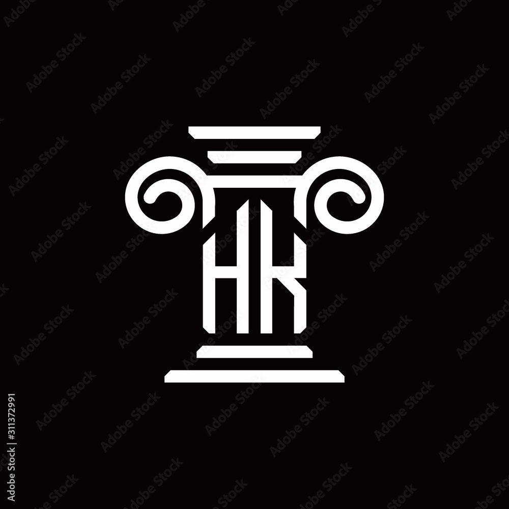 HK monogram logo with pillar style design template Stock Vector | Adobe ...