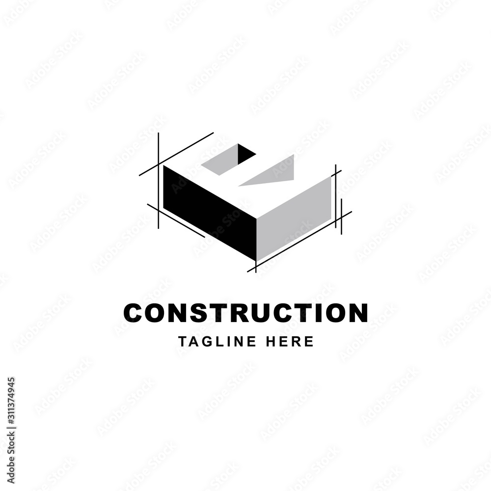 Construction logo design with letter R shape icon. Initial letter R on ...