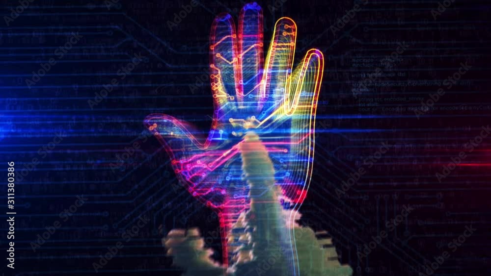 Cyber hand futuristic entry into cyberspace animation futuristic 3D ...
