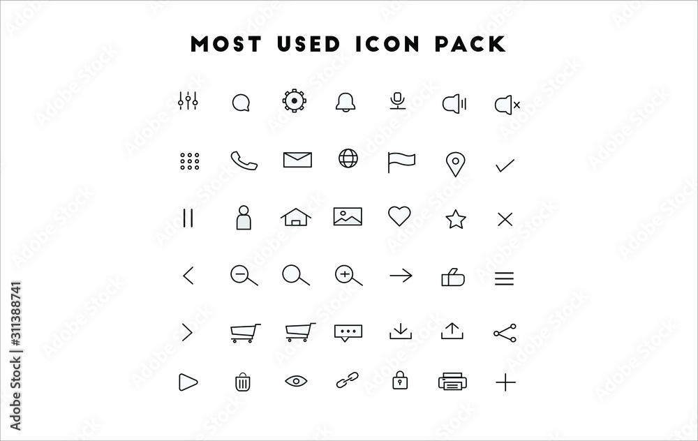 MOST USED ICONS PACK for web ui and print design Stock Vector | Adobe Stock