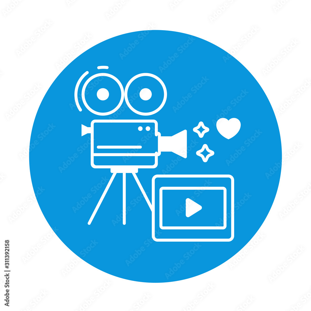 Camera and film line color icon. Record wedding video concept. Sign for ...