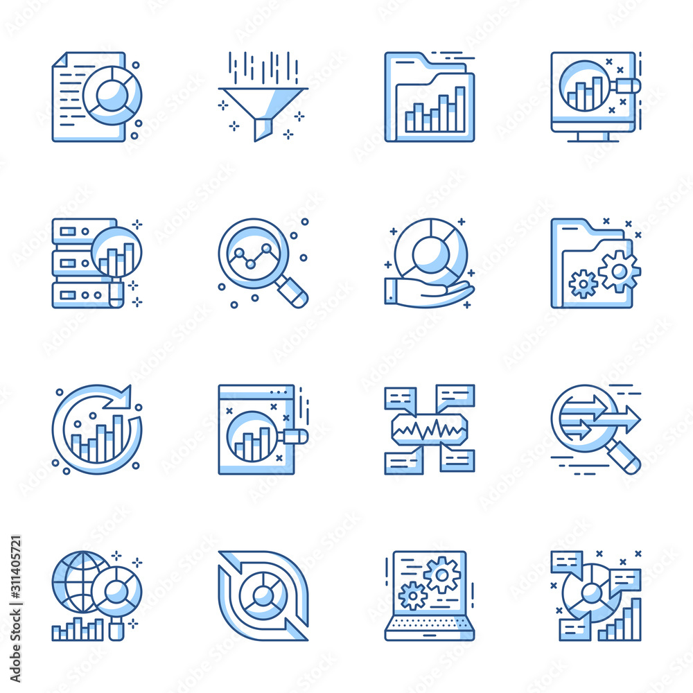 Grafika wektorowa Stock: Data analytics linear vector icons set ... Grafika wektorowa Stock: Data analytics linear vector icons set ...