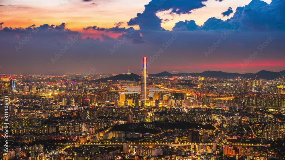 Time lapse of South Korea skyline at Seoul, The best view of South ...