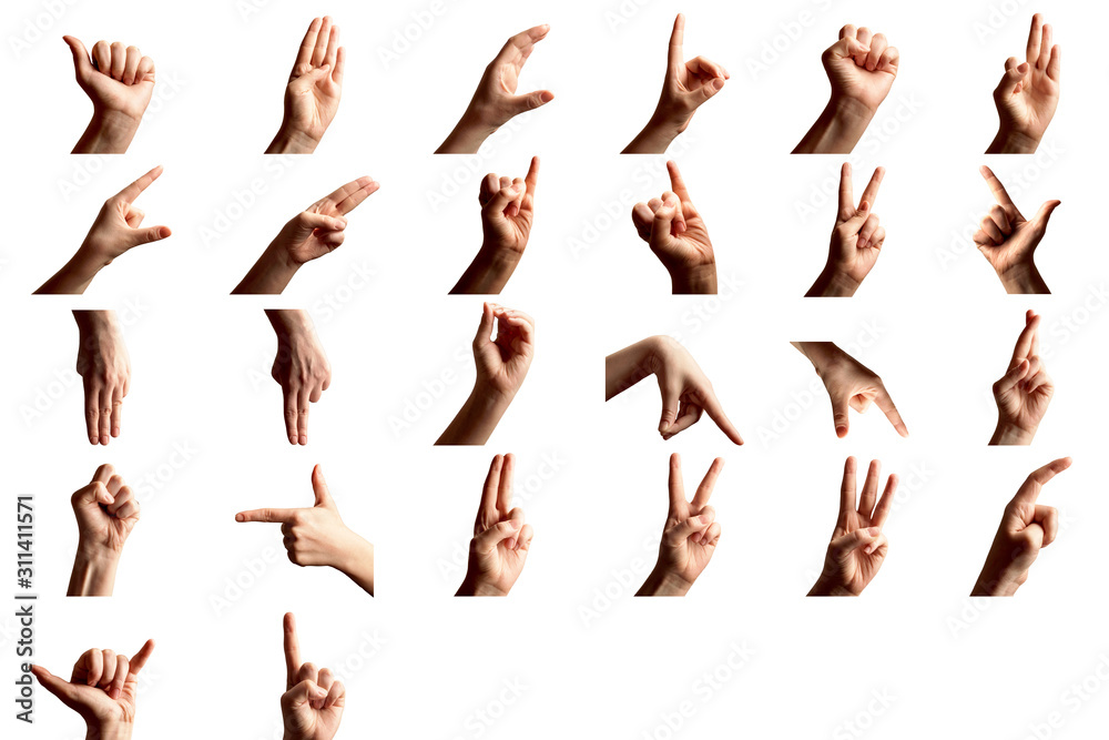 Finger Spelling The Alphabet In American Sign Language ASL Set Of