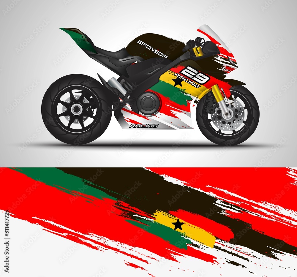 Racing motorcycle wrap decal and vinyl sticker design. Concept graphic ...
