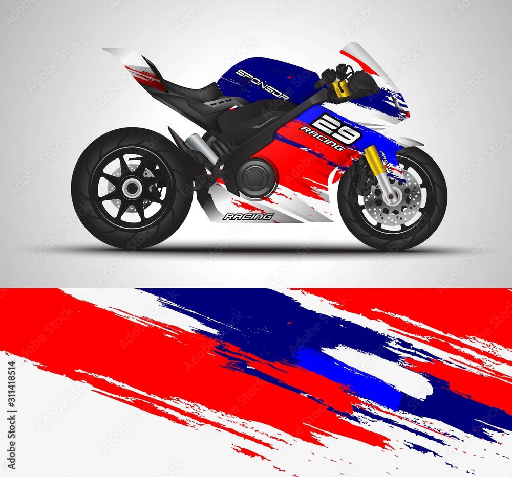 Racing motorcycle wrap decal and vinyl sticker design. Concept graphic ...