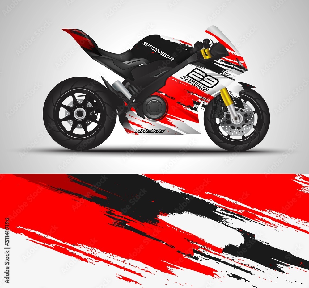 Racing motorcycle wrap decal and vinyl sticker design. Concept graphic ...