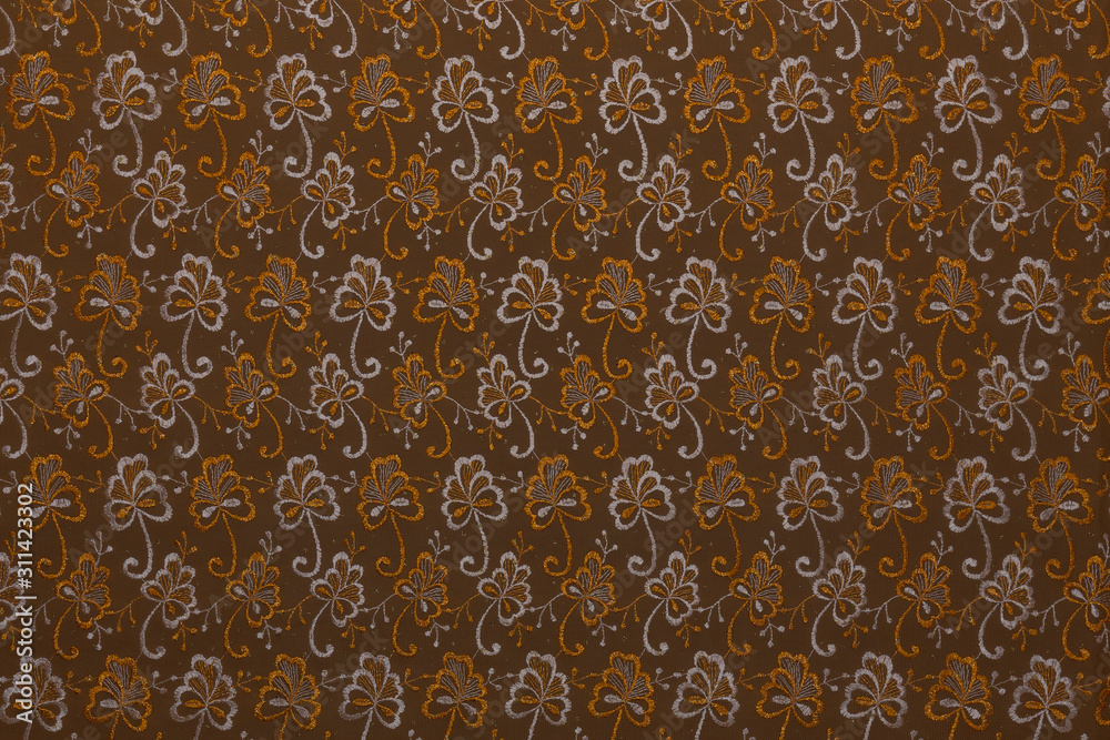 Beautiful overview of fabric with floral pattern and textile texture ...