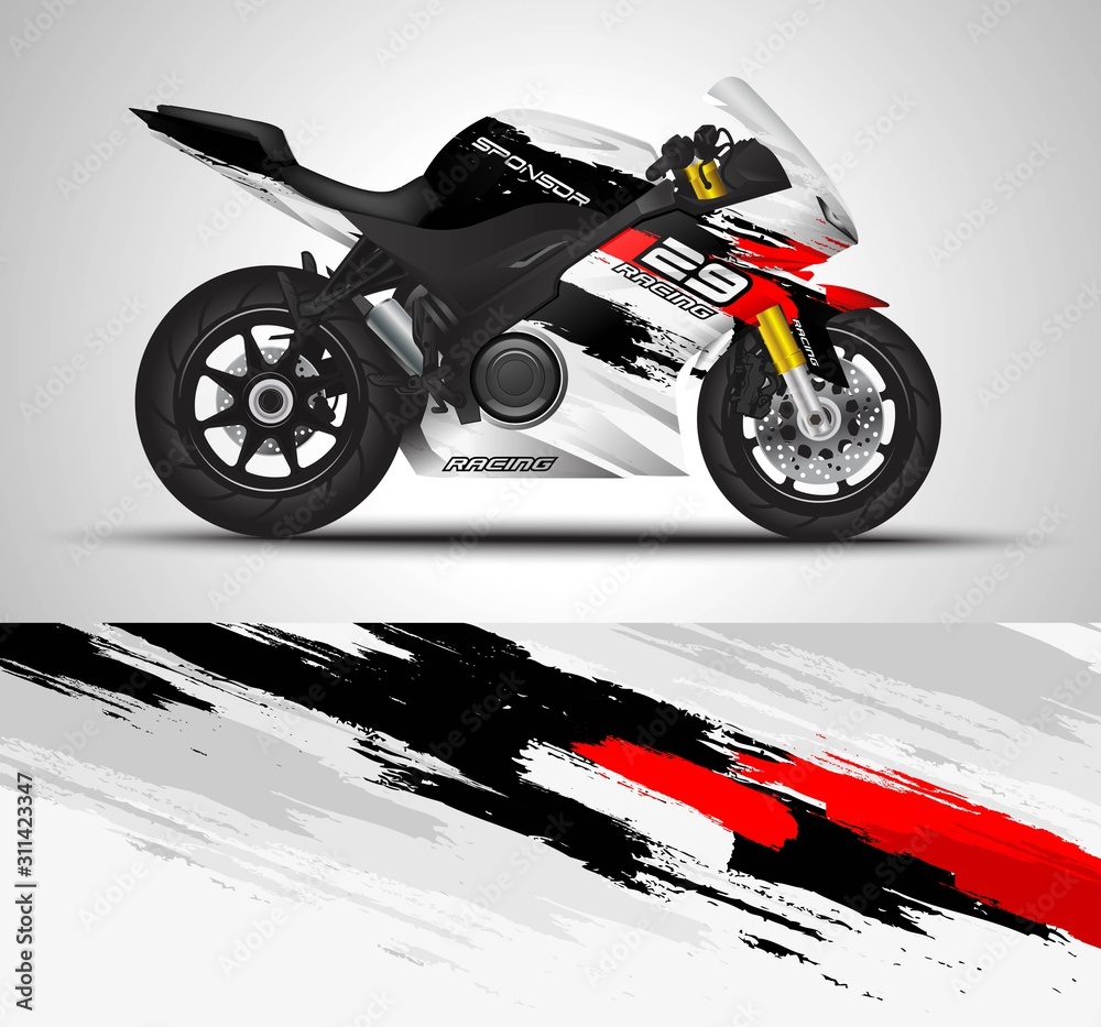 Racing motorcycle wrap decal and vinyl sticker design. Concept graphic ...