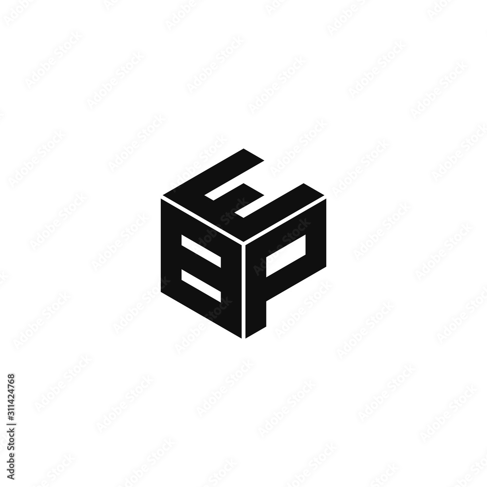 EBP triple cubic alphabet letter vector geometric font icon & Logo for ...