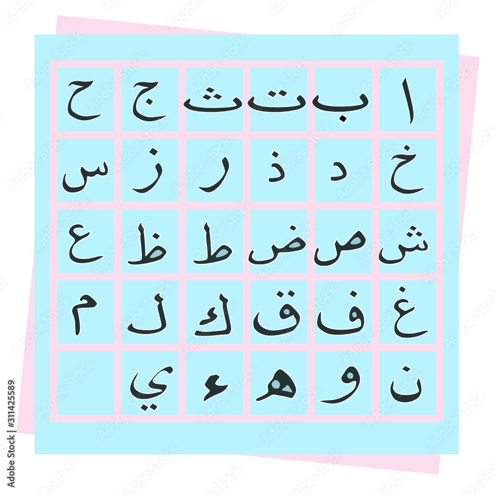 Set Of Arabic Alphabet Vector Colorful Arabic Alphabet The Names And