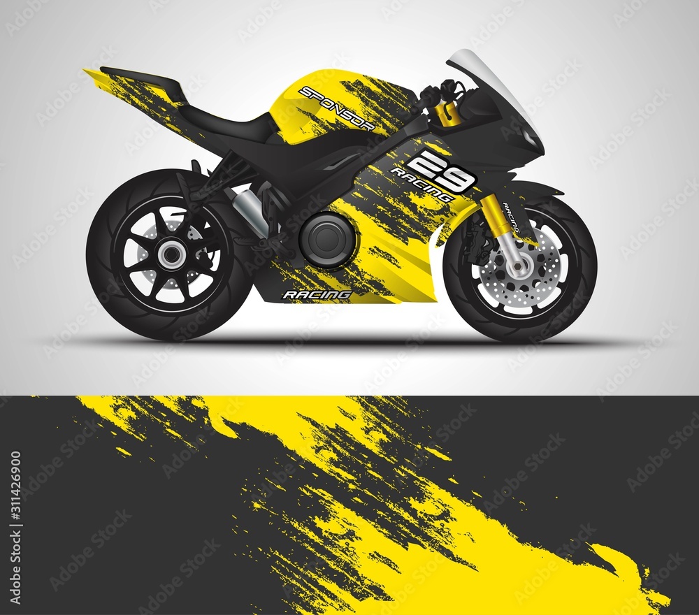 Racing motorcycle wrap decal and vinyl sticker design. Concept graphic ...