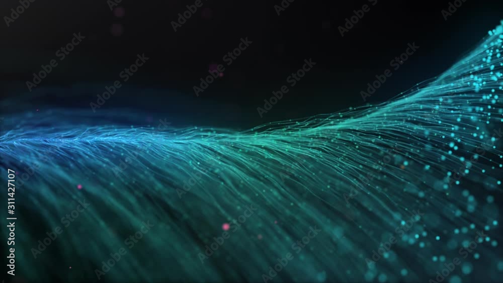 Motion background shining blue particles. Animation of seamless loop in ...