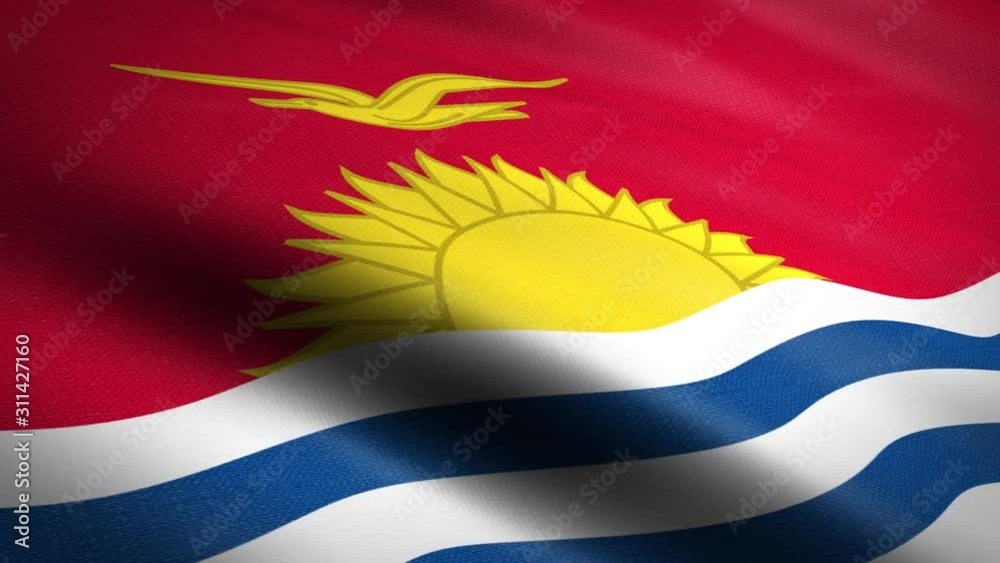 Flag of the Republic of Kiribati. Waving flag with highly detailed ...