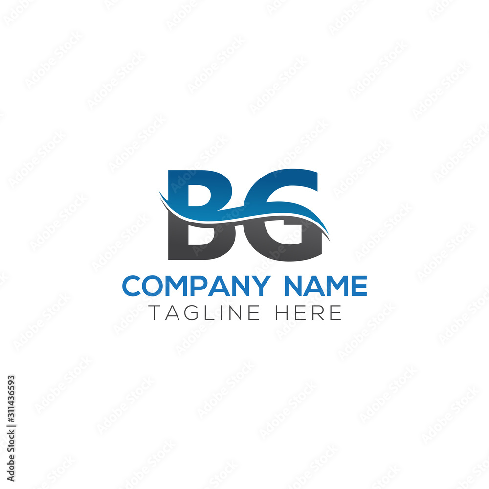 BG Letter Logo With Water Wave Business Typography Vector Template ...
