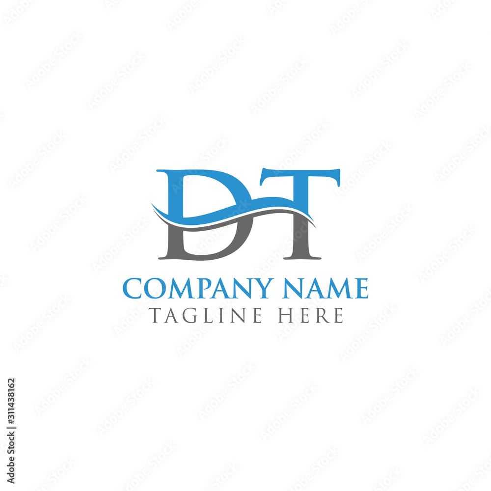 Initial DT Water Wave Letter Logo With Creative Modern Typography ...