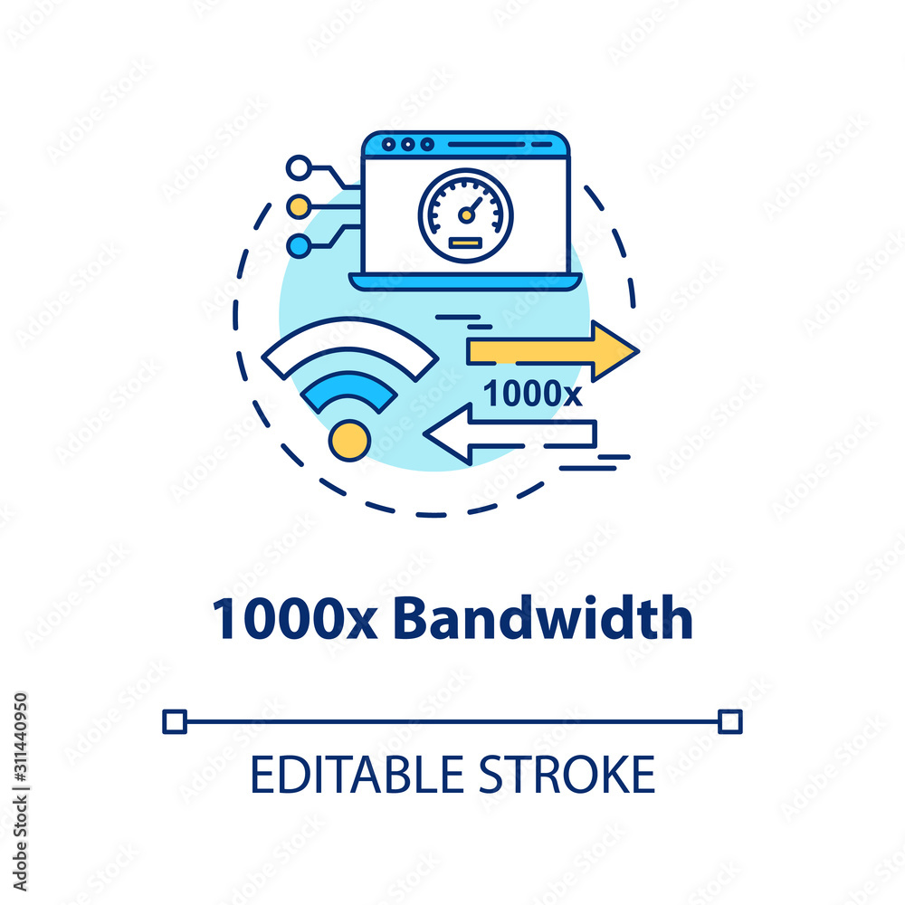 1000x bandwidth concept icon. 5G technologies idea thin line ...