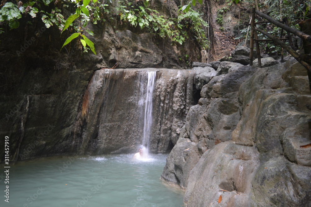 Binalayan Hidden Falls - Waterfalls in Cebu, Philippines. Small shallow ...