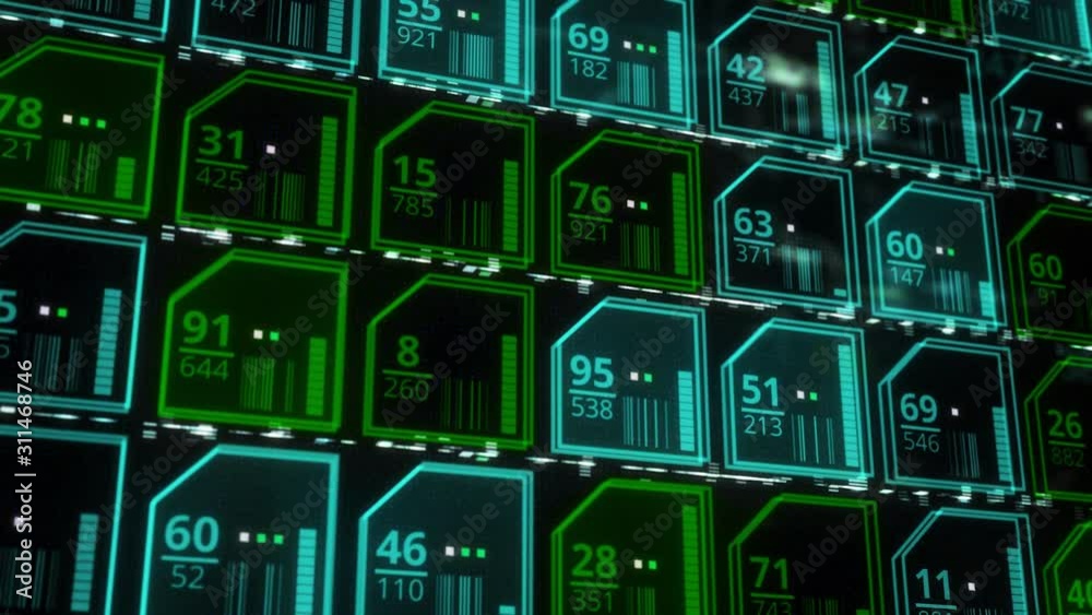 Digital space with computer cells in futuristic style. Animation ...