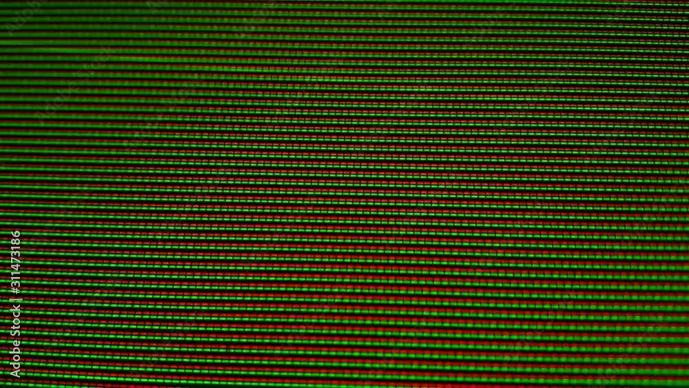 Close-up of the Monitor's Pixels. RGB pixels on the TV during the ...