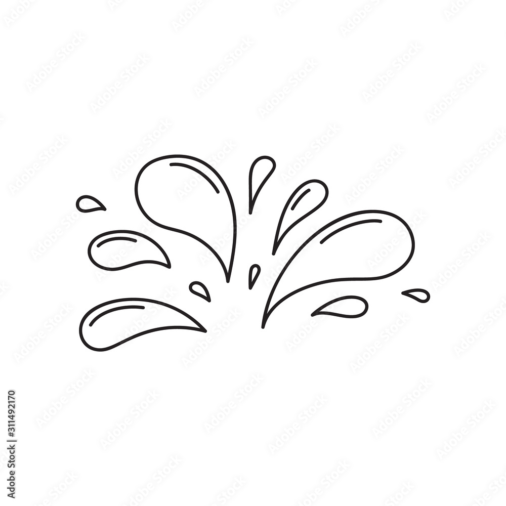 A Lot Of Small Spray And Droplets Contour Water Drop Icon Hand Drawn