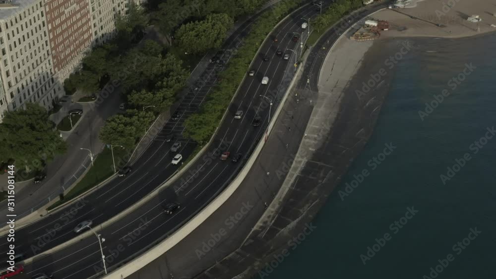 Chicago's Lake Shore Drive in the morning at the S-Curve & Oak Street ...