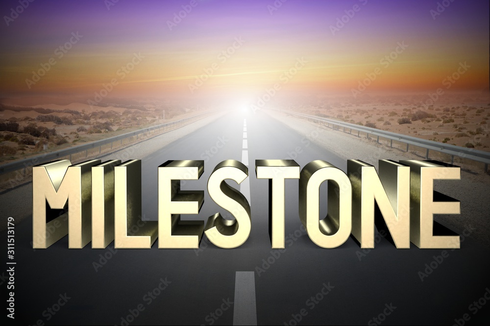 Milestone concept, road - 3D rendering Stock Illustration | Adobe Stock