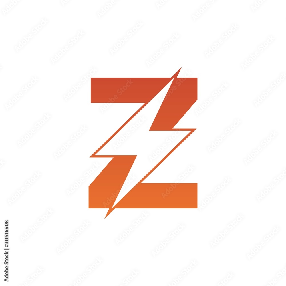 Letter Z thunder power shape logo icon. Electrical Icon logo concept ...