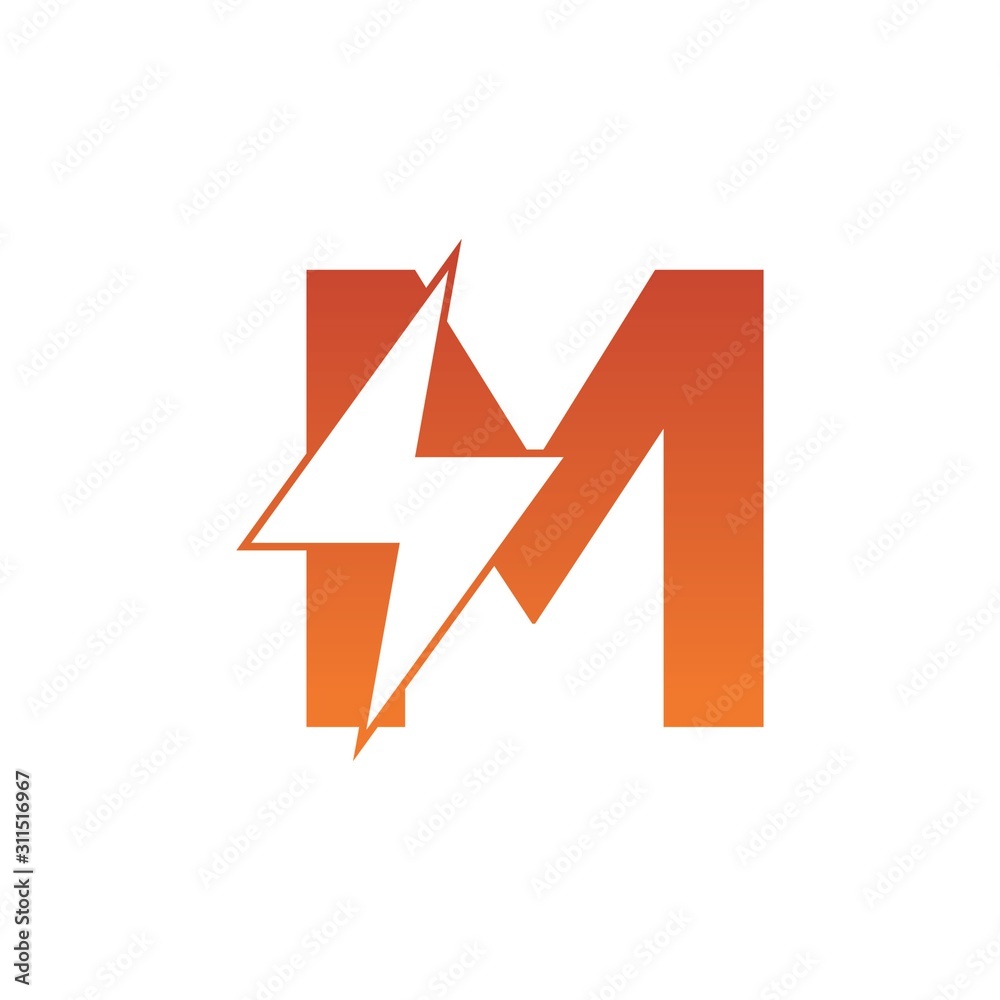 Letter M thunder power shape logo icon. Electrical Icon logo concept ...