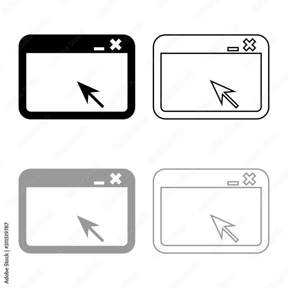 Window application with arrow Browser concept web page icon outline set ...