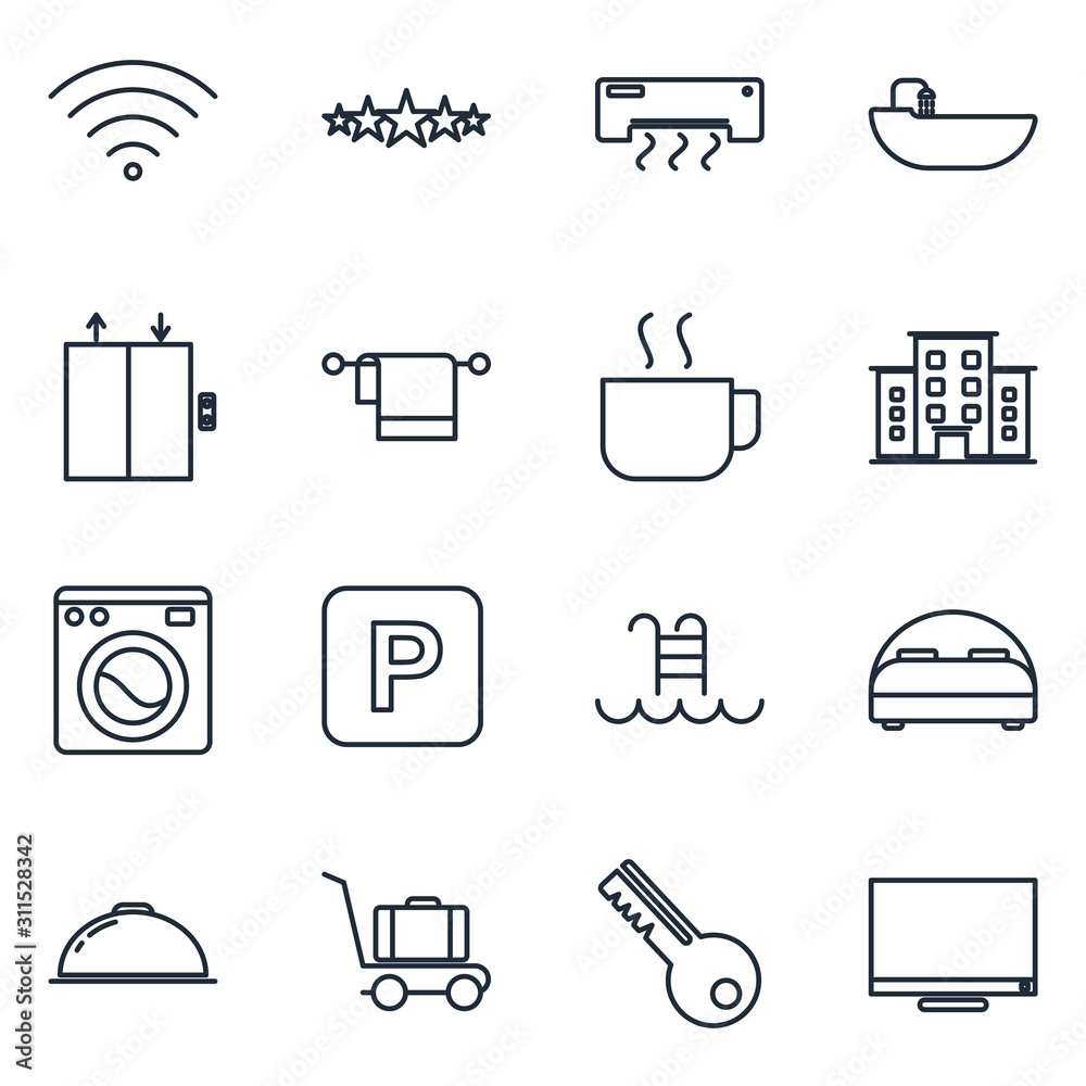 Hotel set Icons template color editable. Hotel symbol vector sign ...