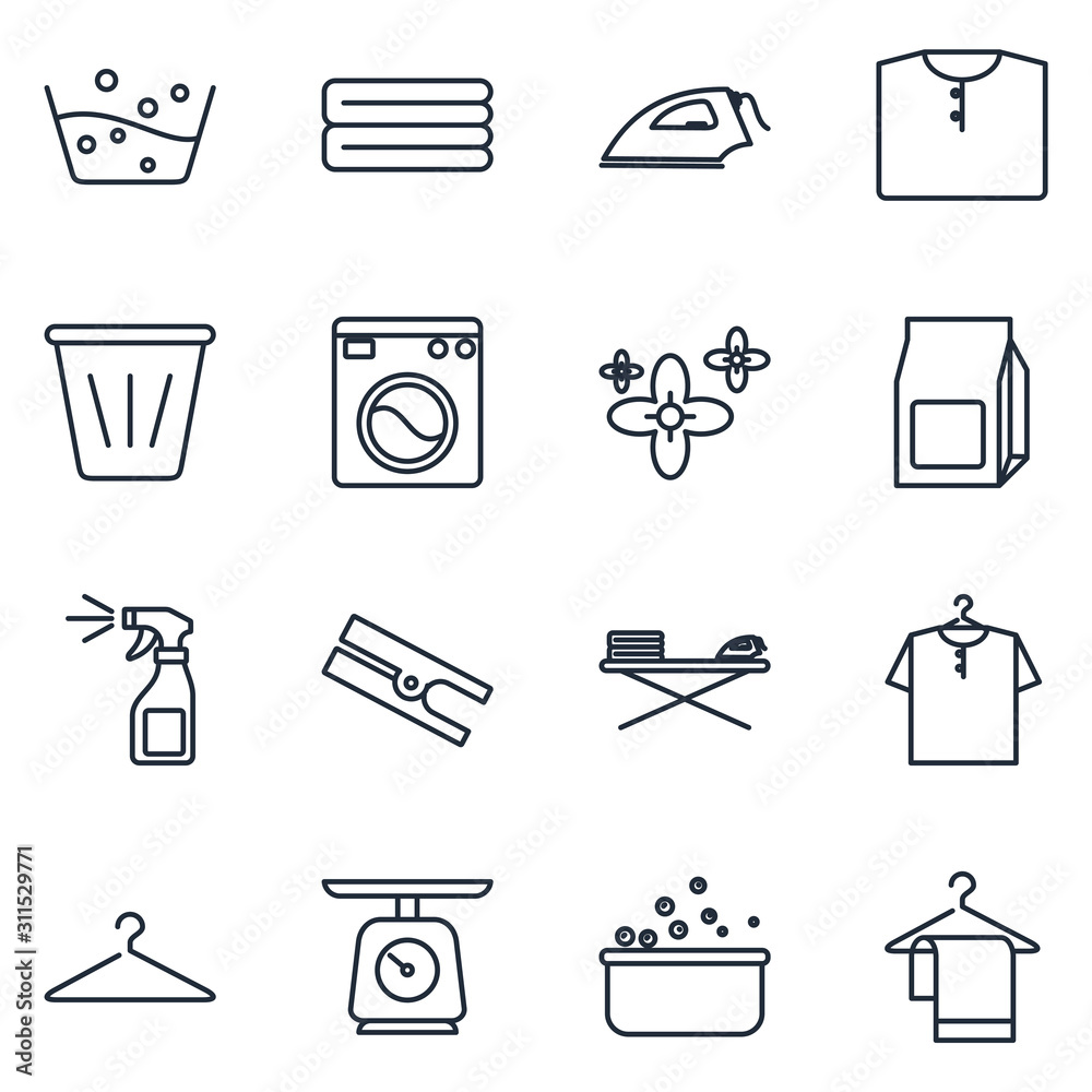 Laundry set Icons template color editable. Laundry symbol vector sign ...