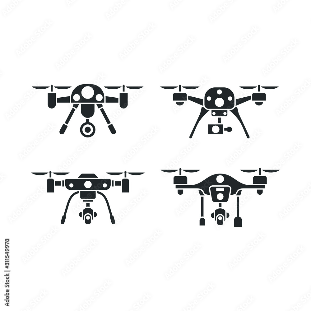 Drone aerial camera icon template color editable. drone quadrocopter ...