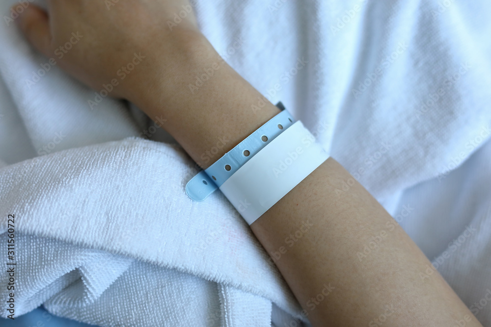 wristband id blank name tags on arm patient Stock Photo | Adobe Stock