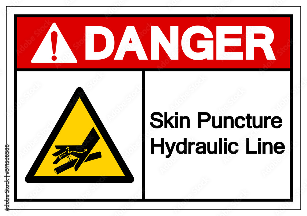 Danger Skin Puncture Hydraulic Line Symbol Sign, Vector Illustration ...