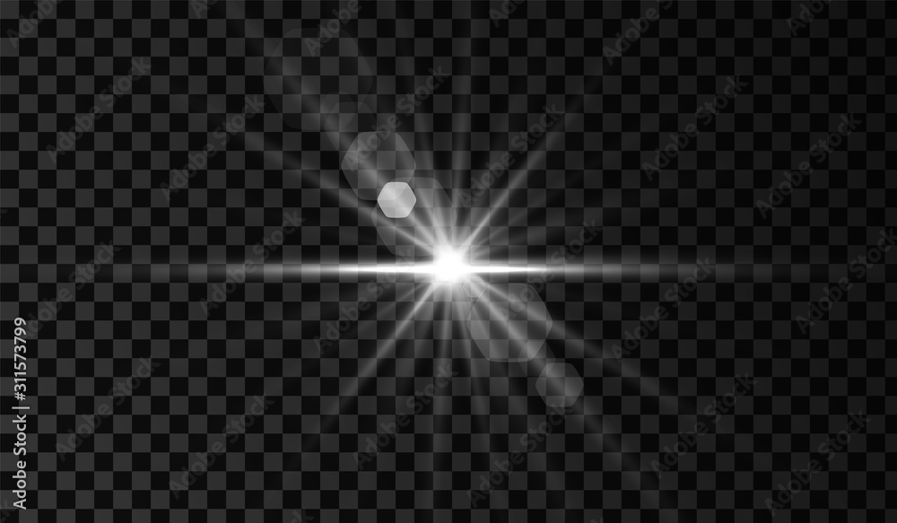 Lens flare. Light glow effect. Isolated vector illustration on ...