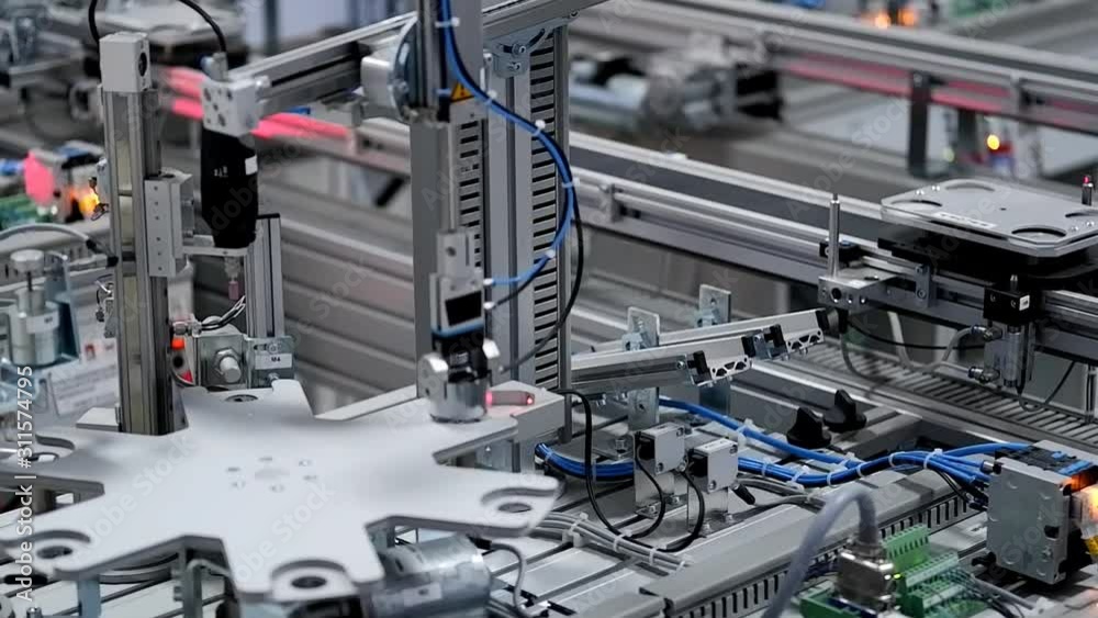 Close-up of automated car is waiting to be loaded at loading station of ...