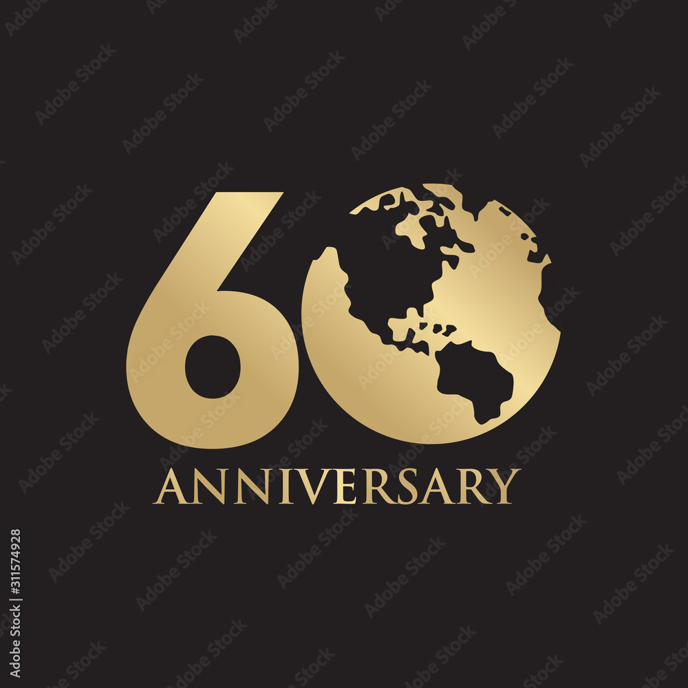 60th year anniversary emblem logo design vector template Stock Vector ...