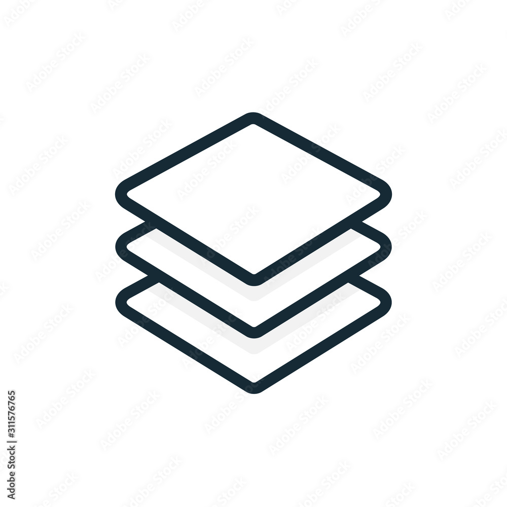 Layer icon vector logo. Stack paper symbol flat line technology. Layers ...