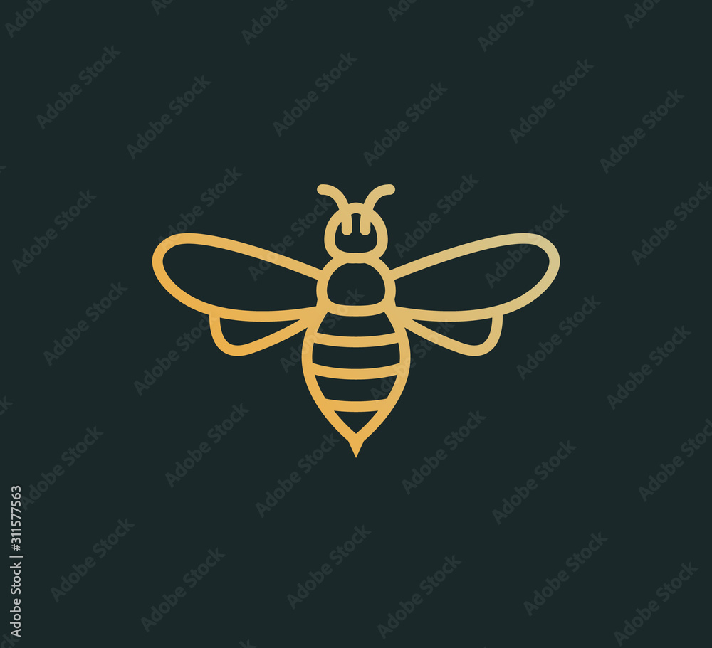 Bee icon vector honey logo illustration. Simple bee icon outline art ...