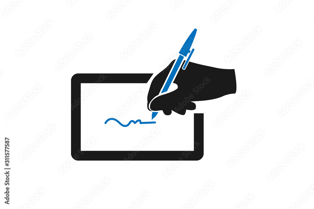 Digital Signature icon vector blue version Stock Vector | Adobe Stock Digital Signature icon vector blue version Stock Vector | Adobe Stock