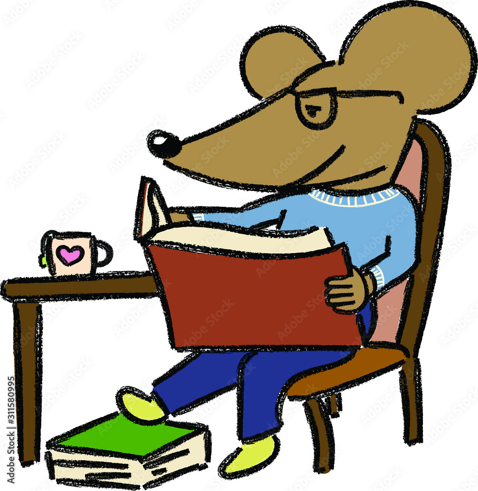 Mouse Reading A Book