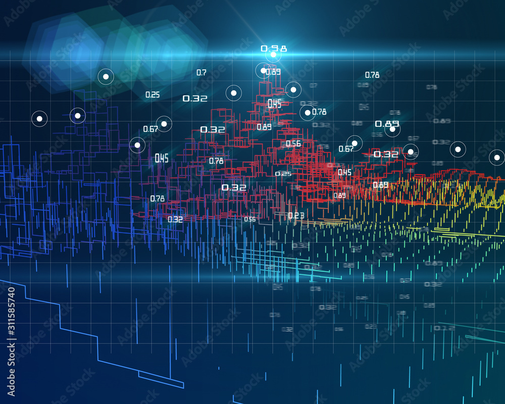 Abstract futuristic background of predictive analysis. Big data ...