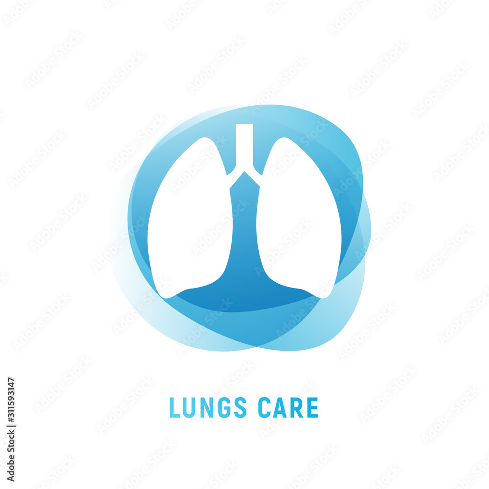 Lung human icon, respiratory system healthy lungs anatomy flat medical ...