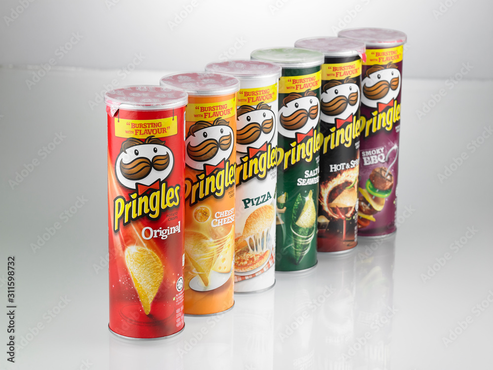 pringles group with different flavour on white background Stock Photo ...