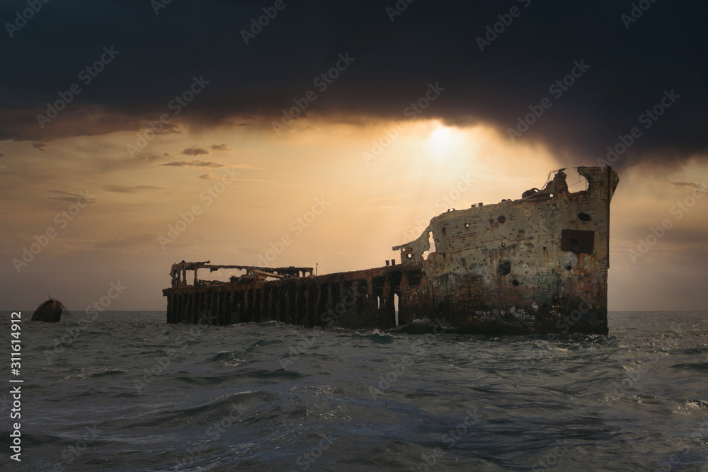 Ghost Shipwreck of the Sapona in the Bermuda Triangle Stock Photo ...