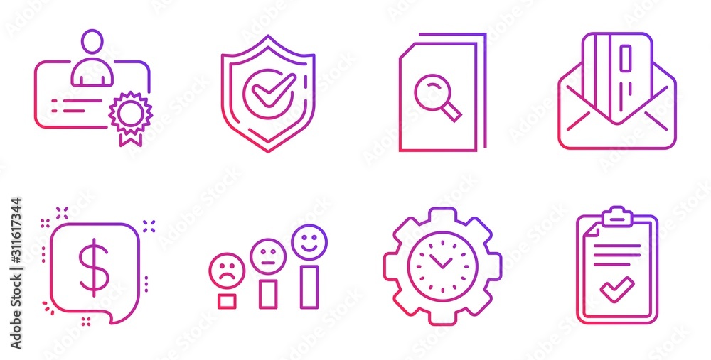Time management, Credit card and Payment message line icons set ...