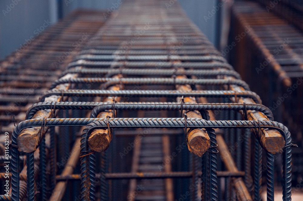 Steel bars for monolithic frame. Industrial background on the ...