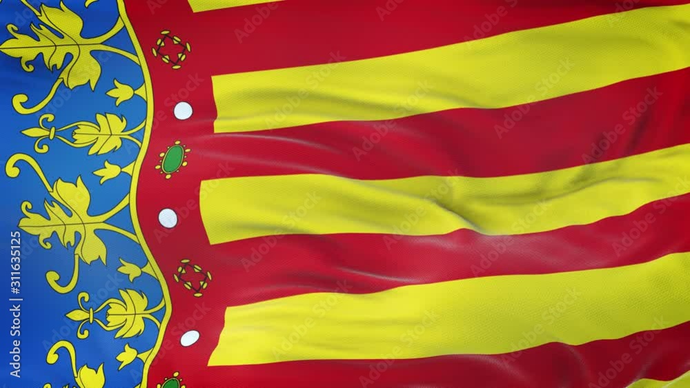Valencian Community (autonomous community in Spain) flag waving in the ...