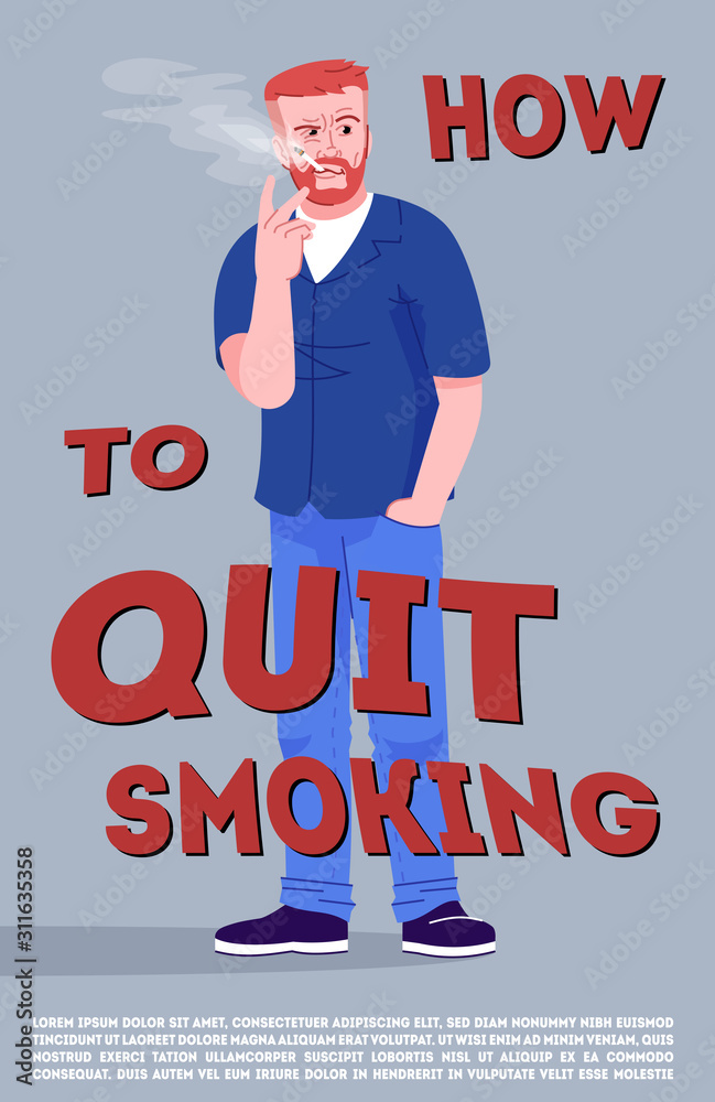 How to quit smoking poster vector template. Nicotine addiction support ...